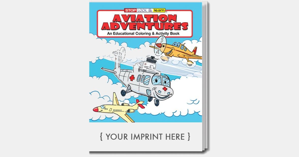 Aviation Adventures Coloring And Activity Book USA Made with your logo ...