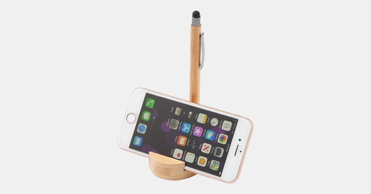 Bamboo Magnetic Stylus Pen & Phone Stand with your logo ...