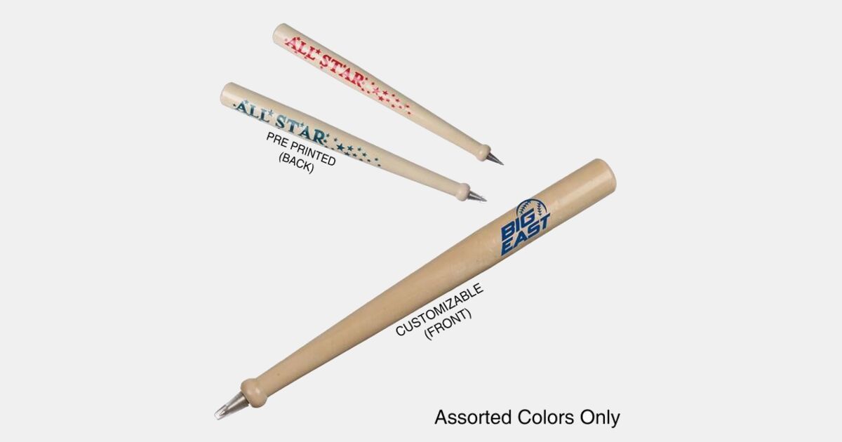 Custom Imprinted Baseball Bat Pen with your logo | MiniThrowBalls.com