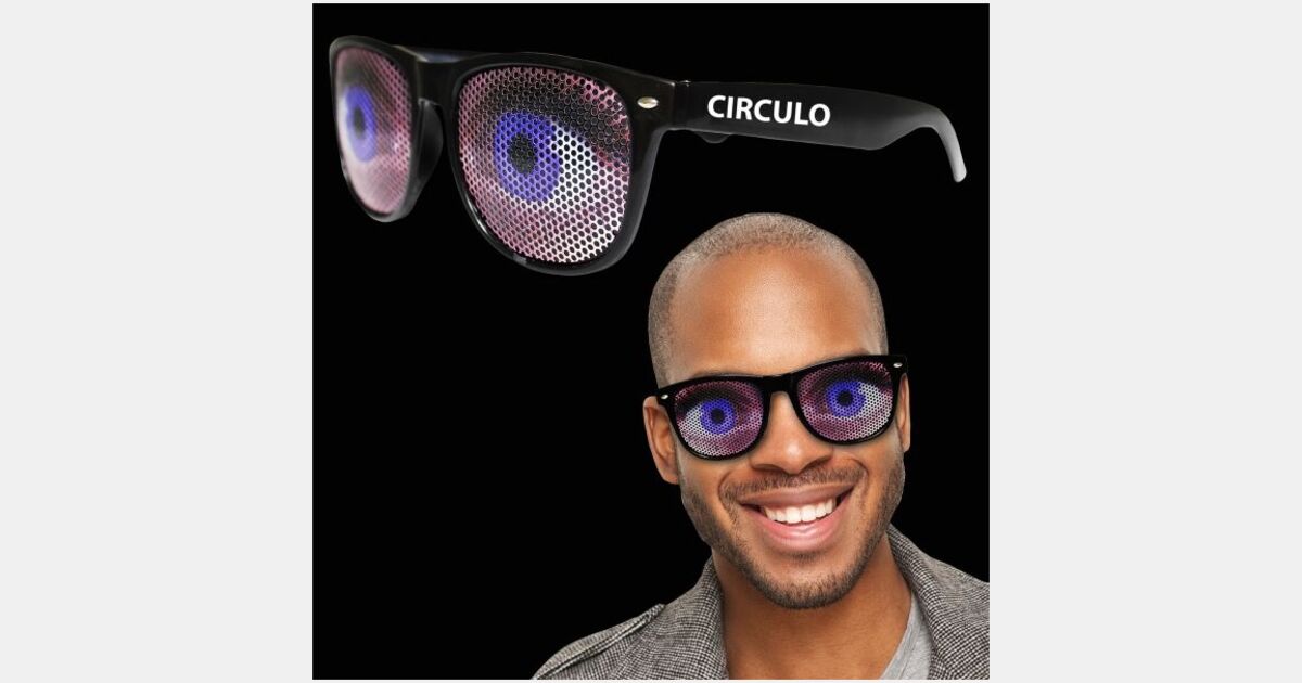 Big Blue Eye Sunglasses with your logo | MiniThrowBalls.com