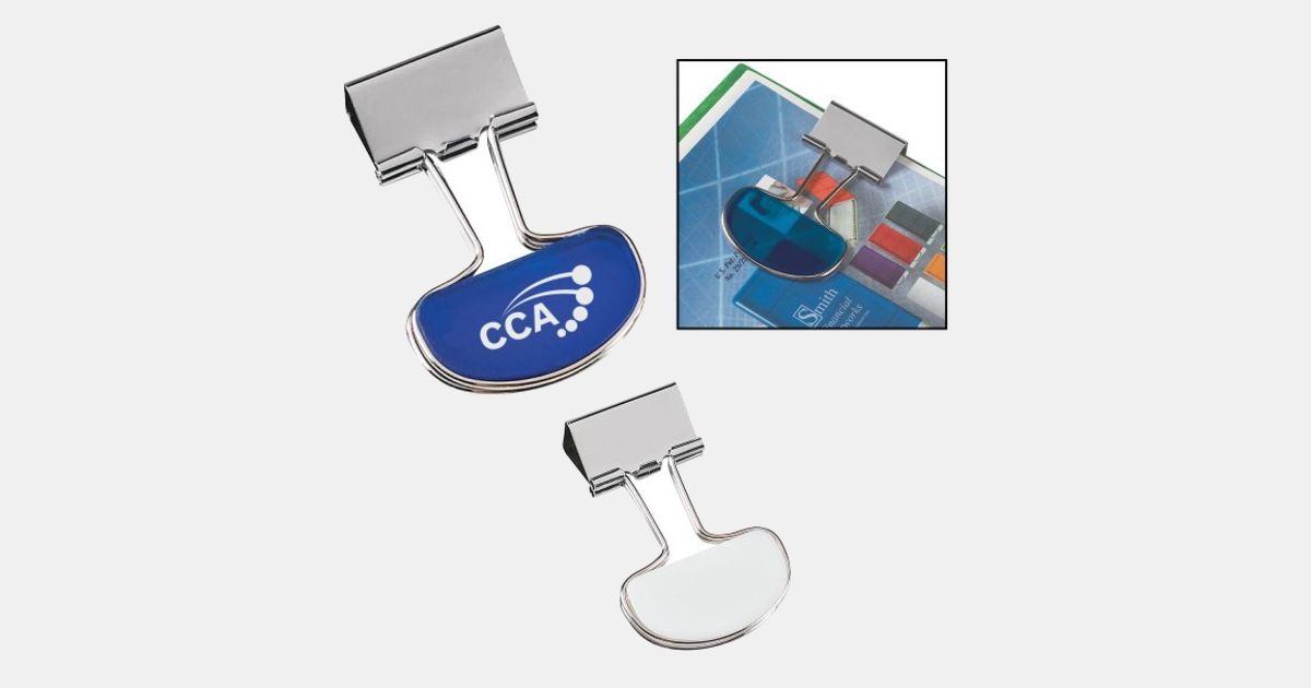 Custom Printed Binder Flip Clip with your logo | MiniThrowBalls.com