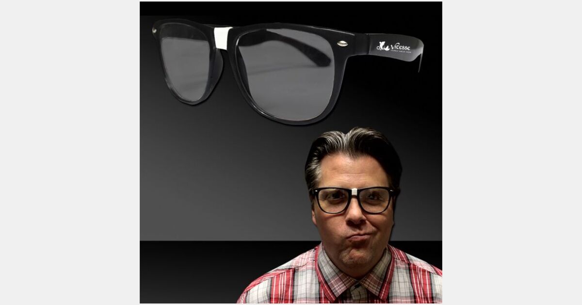 Custom Printed Black Frame Nerd Costume Glasses with your logo ...