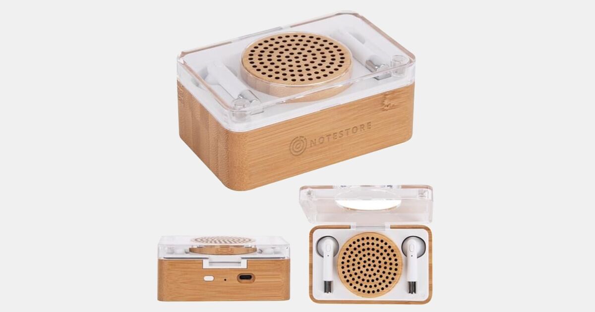 Block Party Bamboo Speaker & Wireless Earbuds with your logo ...