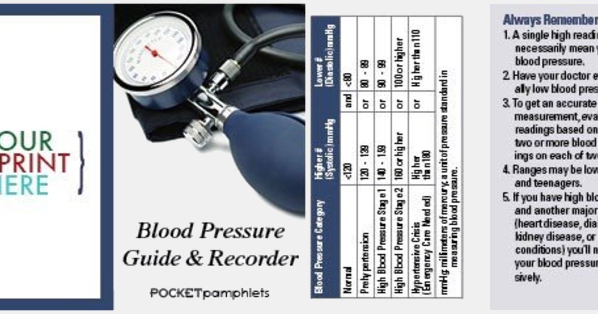 Blood Pressure Guide & Recorder Pocket Pamphlet USA Made with your logo ...