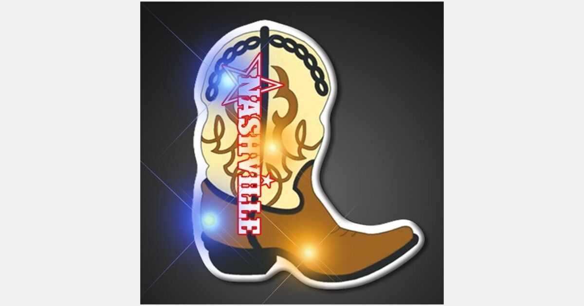 Brown Cowboy Boot Flashing LED Lights with your logo | MiniThrowBalls.com