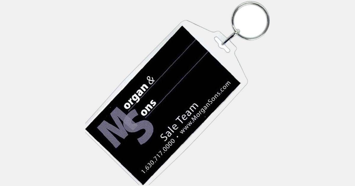 USA Made Business Card Snap-In Key tag with your logo | MiniThrowBalls.com