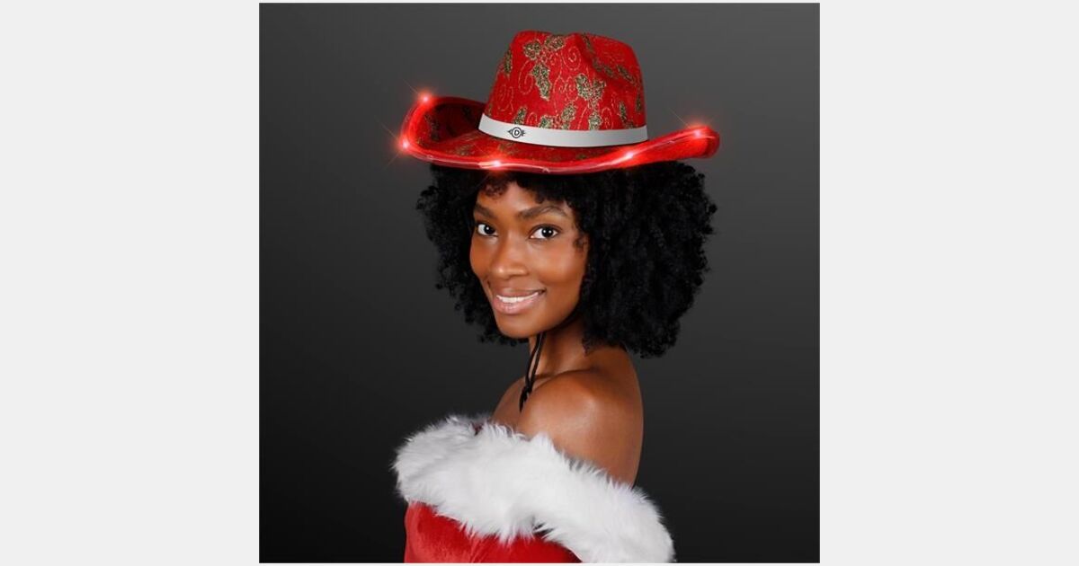 Custom Printed Christmas Cowboy Hats with your logo | MiniThrowBalls.com