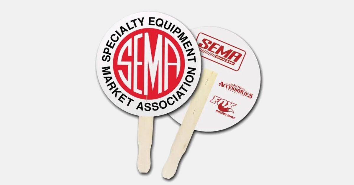 Custom Imprinted Circle Shape Hand Fan with your logo | MiniThrowBalls.com