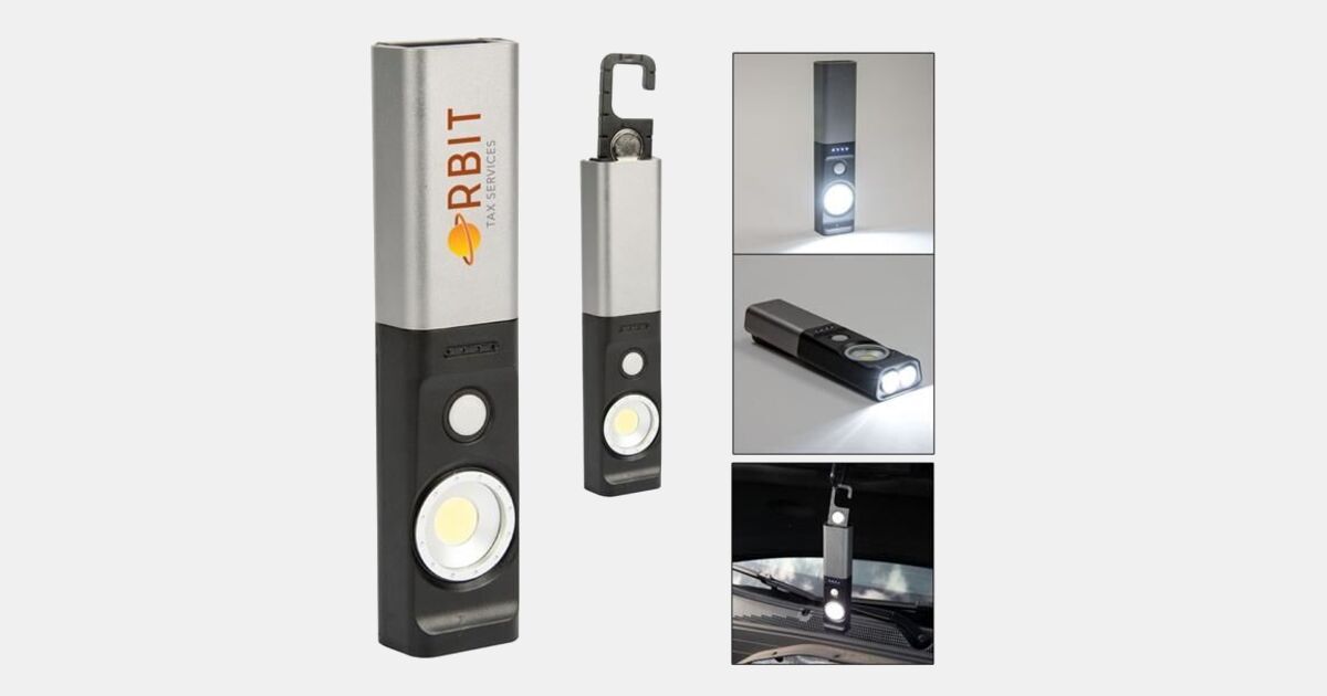 Custom Printed Cob Work Light With Hook with your logo | MiniThrowBalls.com