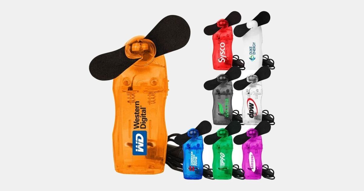 Cool & Portable Mini Fan with your logo | MiniThrowBalls.com