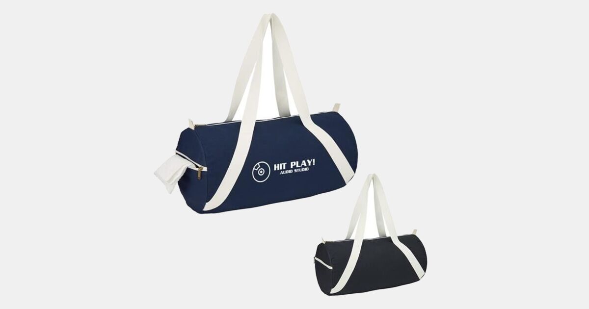 Custom Printed Cotton Duffel Bag with your logo | MiniThrowBalls.com