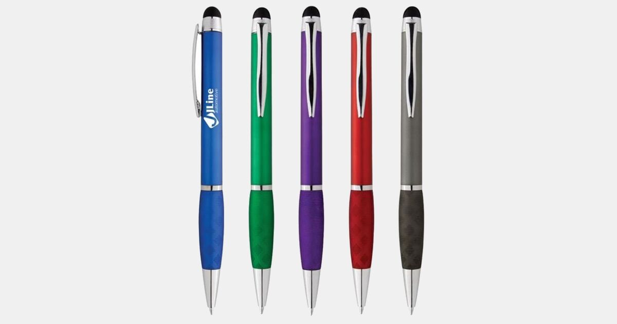 Advertising Crisscross Grip Stylus Pen with your logo | MiniThrowBalls.com