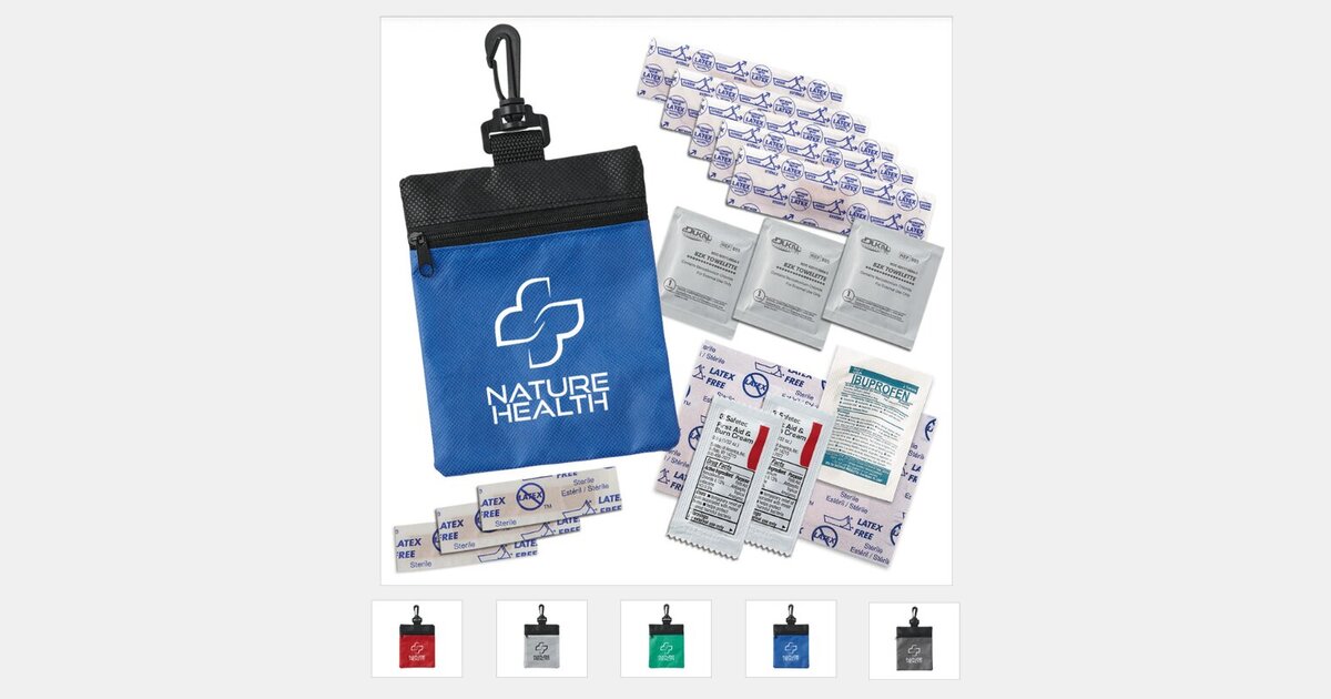Crucial Care RPET First Aid Kit with Clip with your logo ...