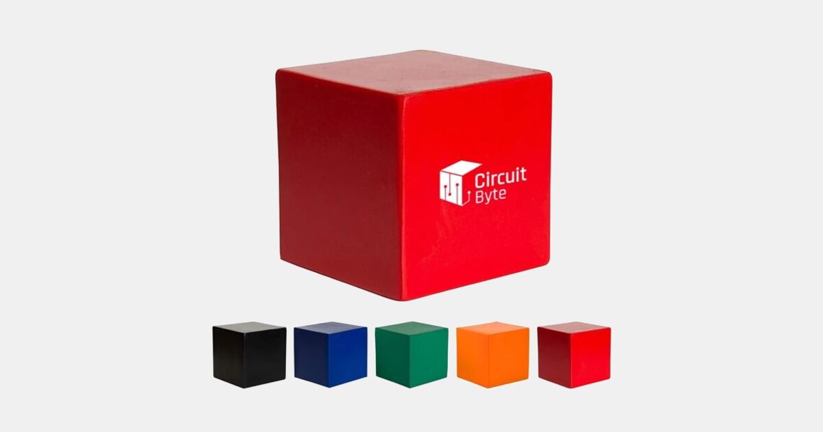 Custom Printed Cube Stress Reliever with your logo | MiniThrowBalls.com