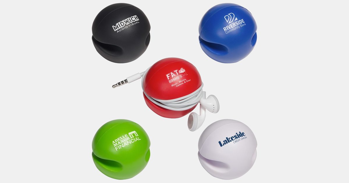 Stress Ball Earbud Keeper | MiniThrowBalls.com