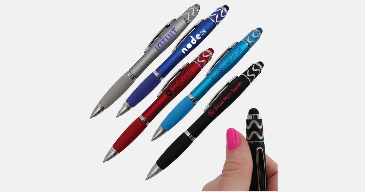 Custom Imprinted Halcyon(R) Silhouette Spin Top Pen with Stylus with ...