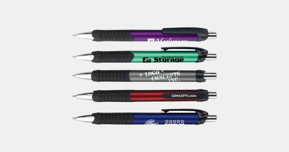 Pen with Logo - Servata Metallic with XL Imprint area | MiniThrowBalls.com