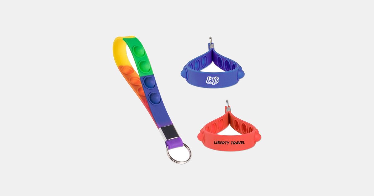Custom Imprinted Stress Pop Key Tag with your logo | MiniThrowBalls.com