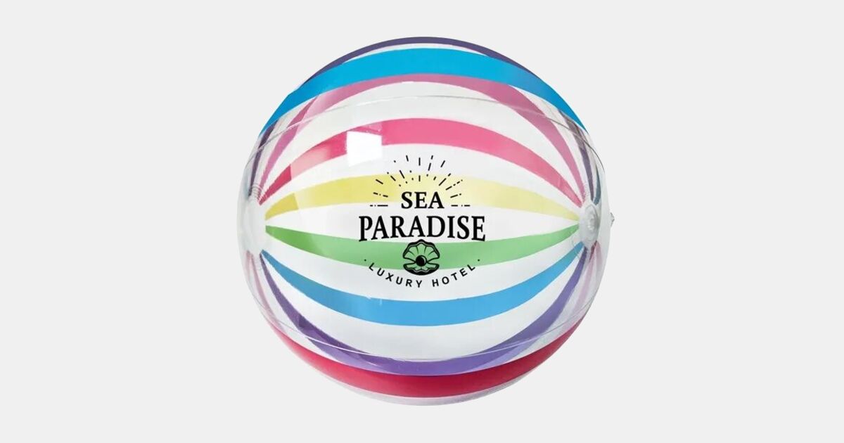 Custom Printed 16" Striped Beach Ball with your logo | MiniThrowBalls.com