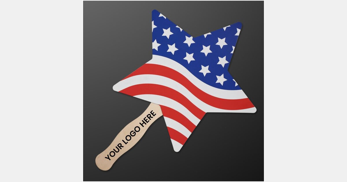 Custom printed American Flag Star Hand Fan (Non-Light Up) with your ...