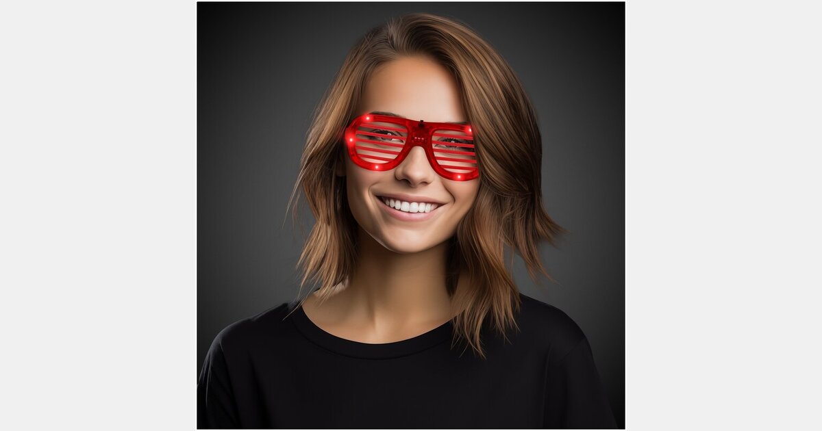 Custom Printed Light-Up LED Slotted Glasses Red with your logo ...