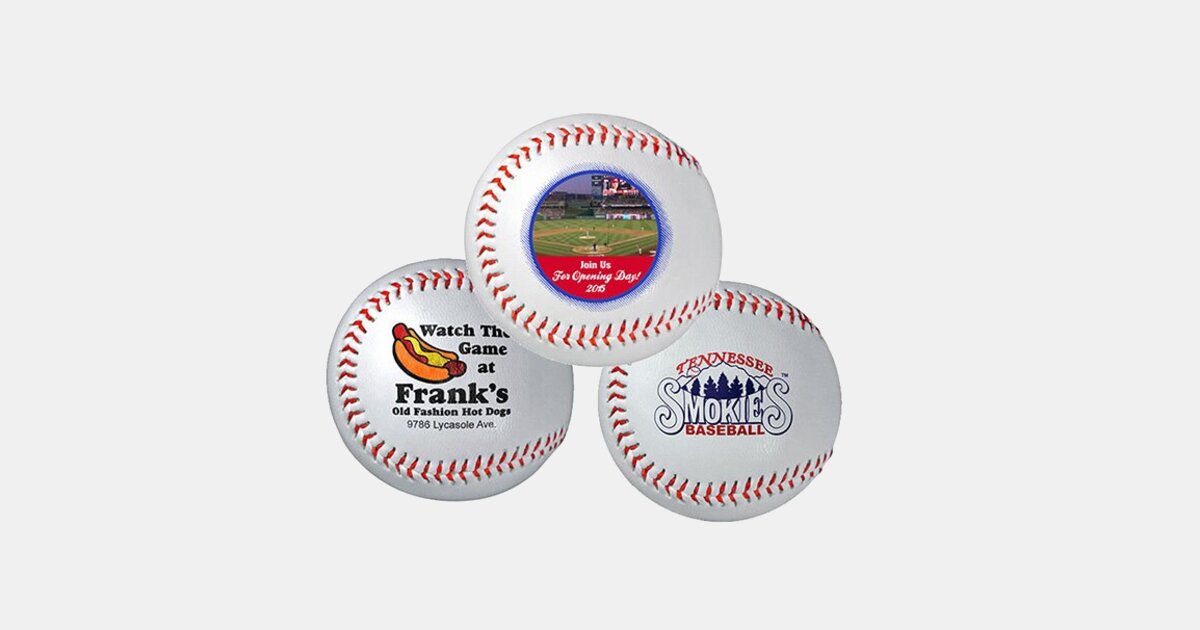 Custom Printed Promotional Baseballs with your logo | MiniThrowBalls.com