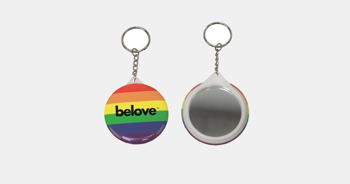 Custom Printed Rainbow Mirror Keychain with your logo | MiniThrowBalls.com