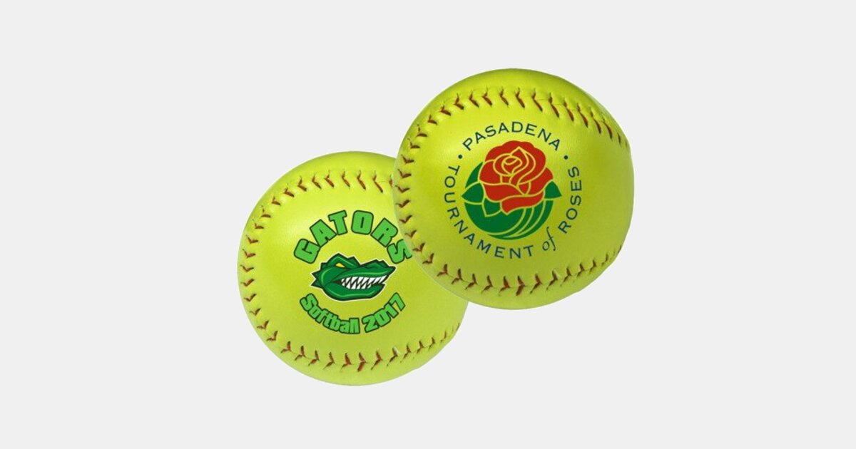 Custom Printed Synthetic Leather Softball with your logo ...