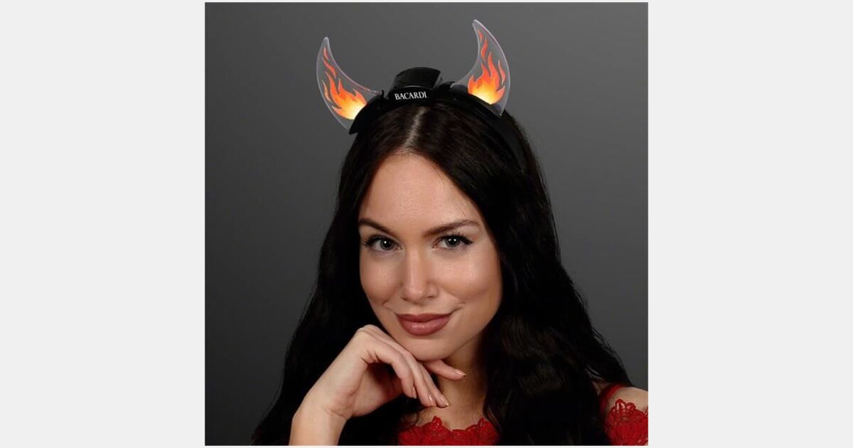 Dancing Flames Light Up Devil Horn Headband with your logo ...