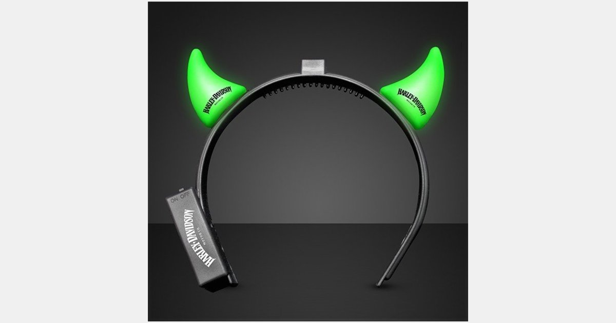 Personalized Devil Horns Light Up Green | MiniThrowBalls.com