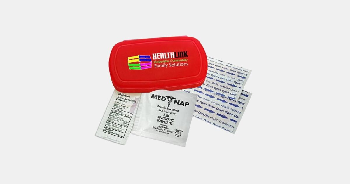 Digital Compact First Aid Kit USA Made with your logo | MiniThrowBalls.com