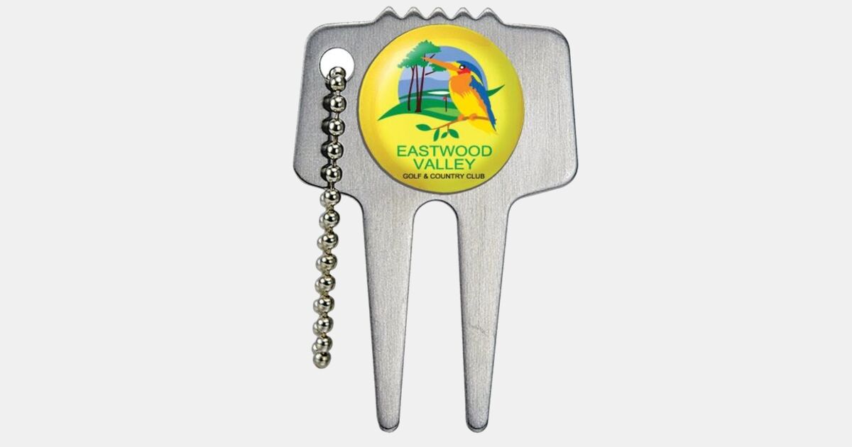 Domed Steel Divot Tool with your logo | MiniThrowBalls.com