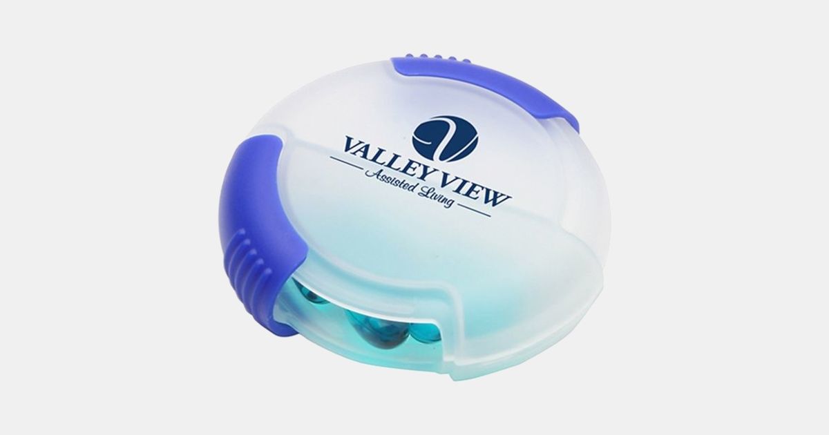 Custom Double Slide Pill Box with your logo | MiniThrowBalls.com