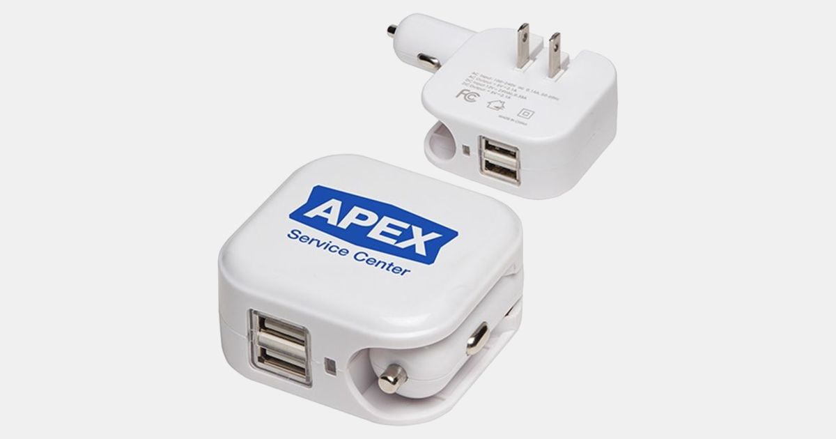 Custom Dual Auto & AC Adapter with your logo | MiniThrowBalls.com