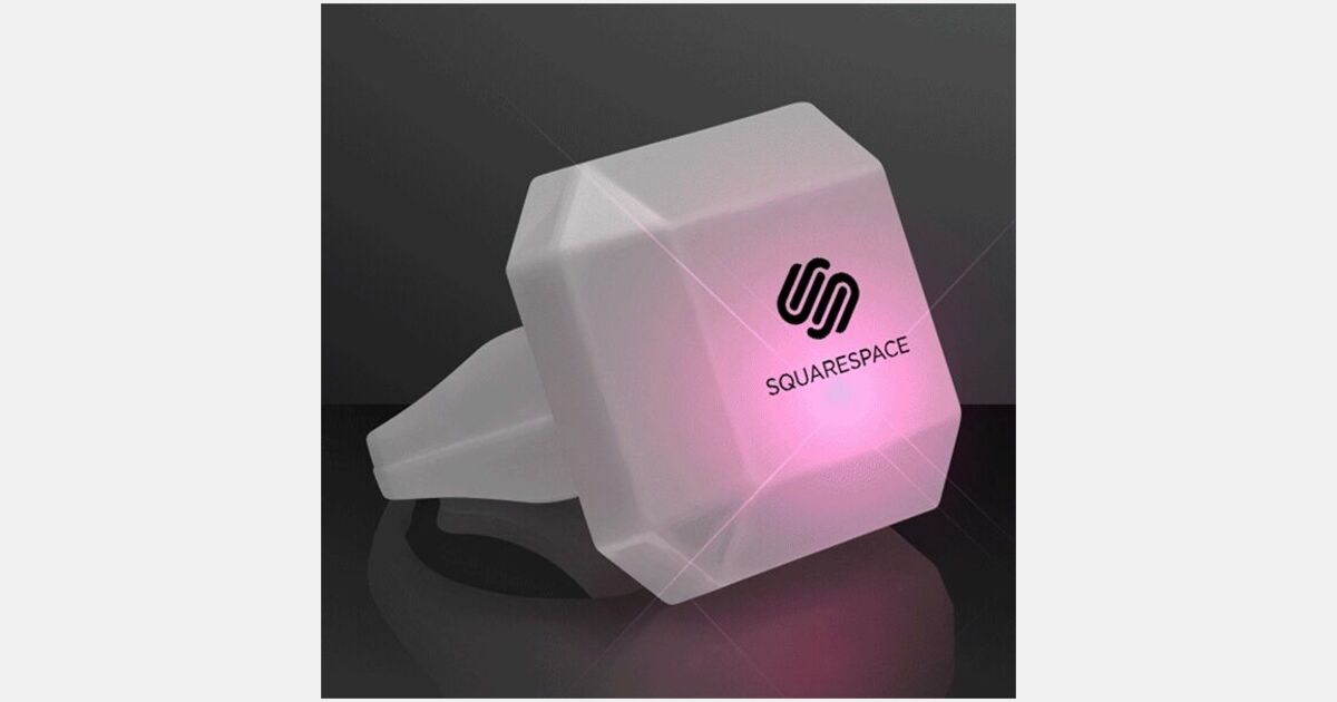 Emerald Cut LED Gem Ring with your logo | MiniThrowBalls.com