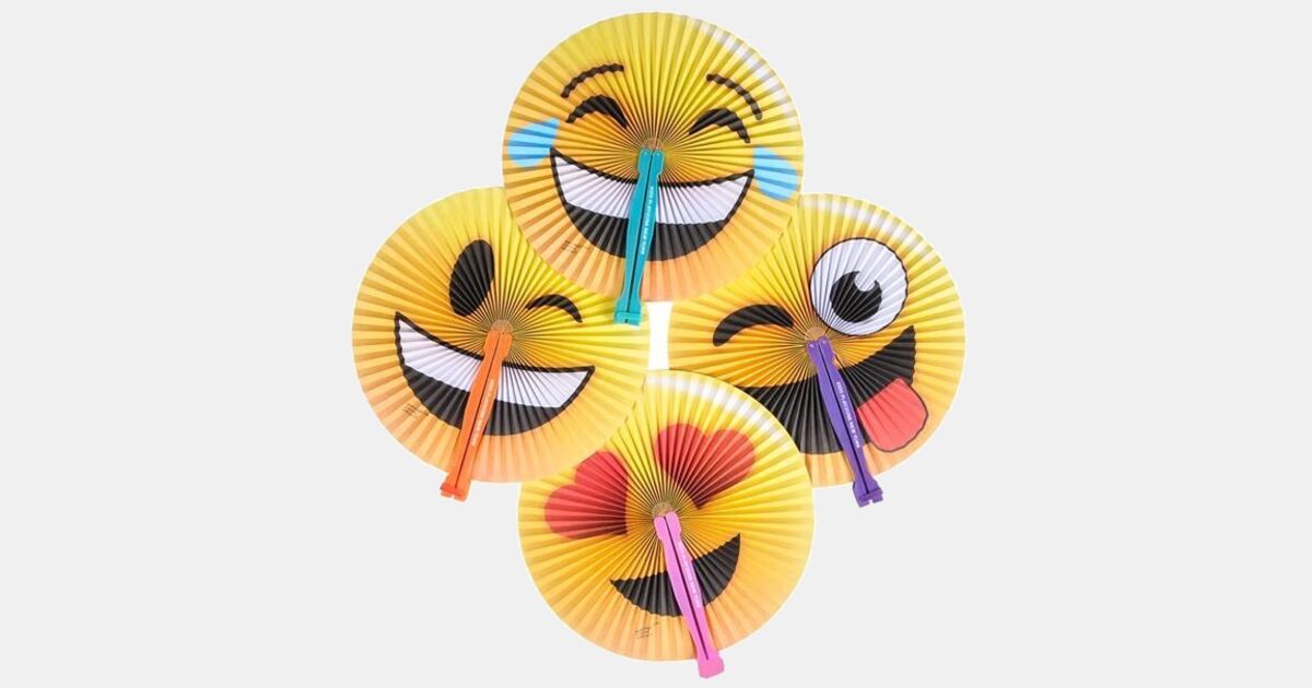 Custom Printed Emoji Folding Fan with your logo | MiniThrowBalls.com