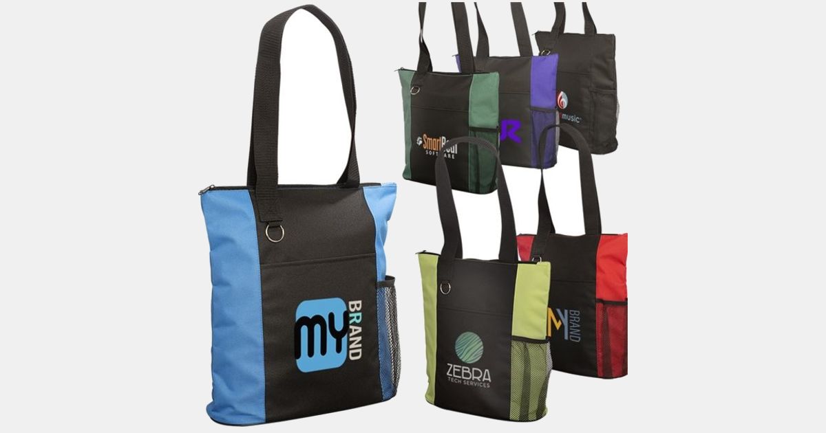 Imprinted Essential Trade Show Tote With Zipper Closure with your logo ...