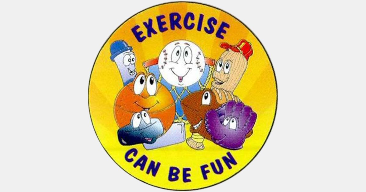 Exercise Can Be Fun Sticker Rolls with your logo | MiniThrowBalls.com