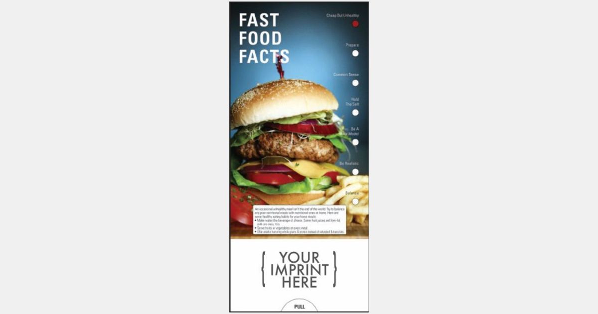 Fast Food Facts Slide Chart USA Made with your logo | MiniThrowBalls.com