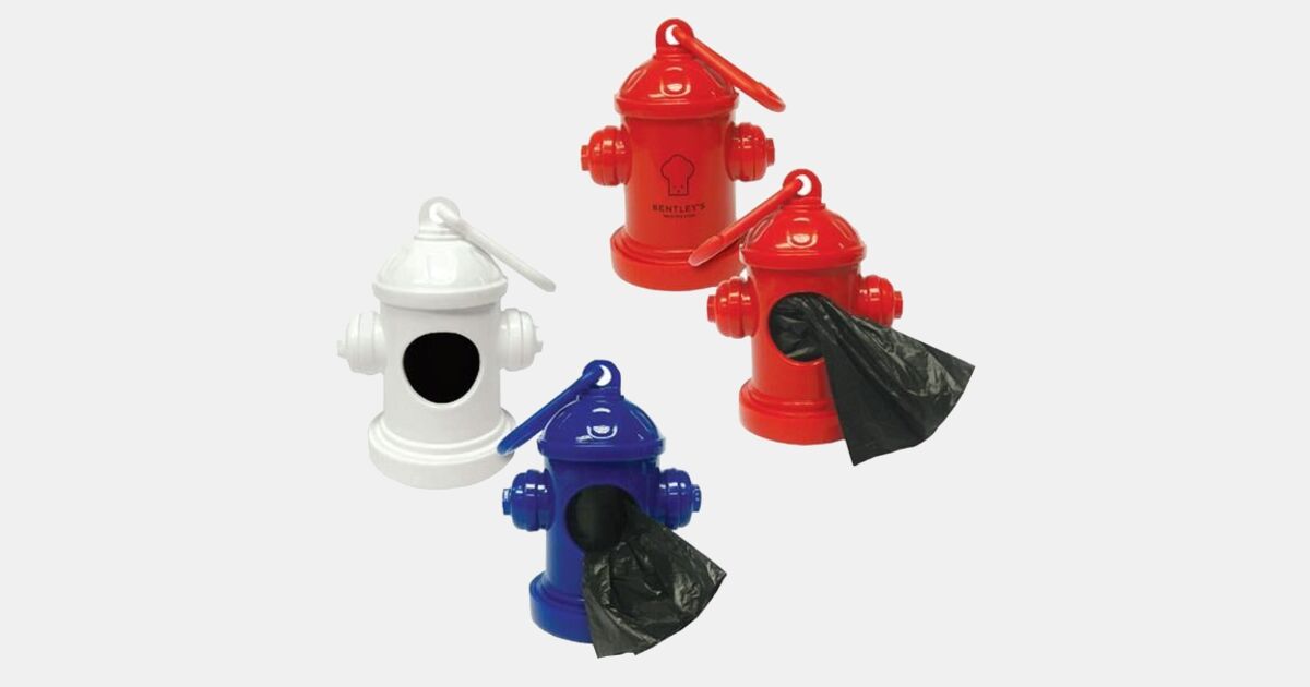 Fire Hydrant Baggie Dispenser with your logo | MiniThrowBalls.com