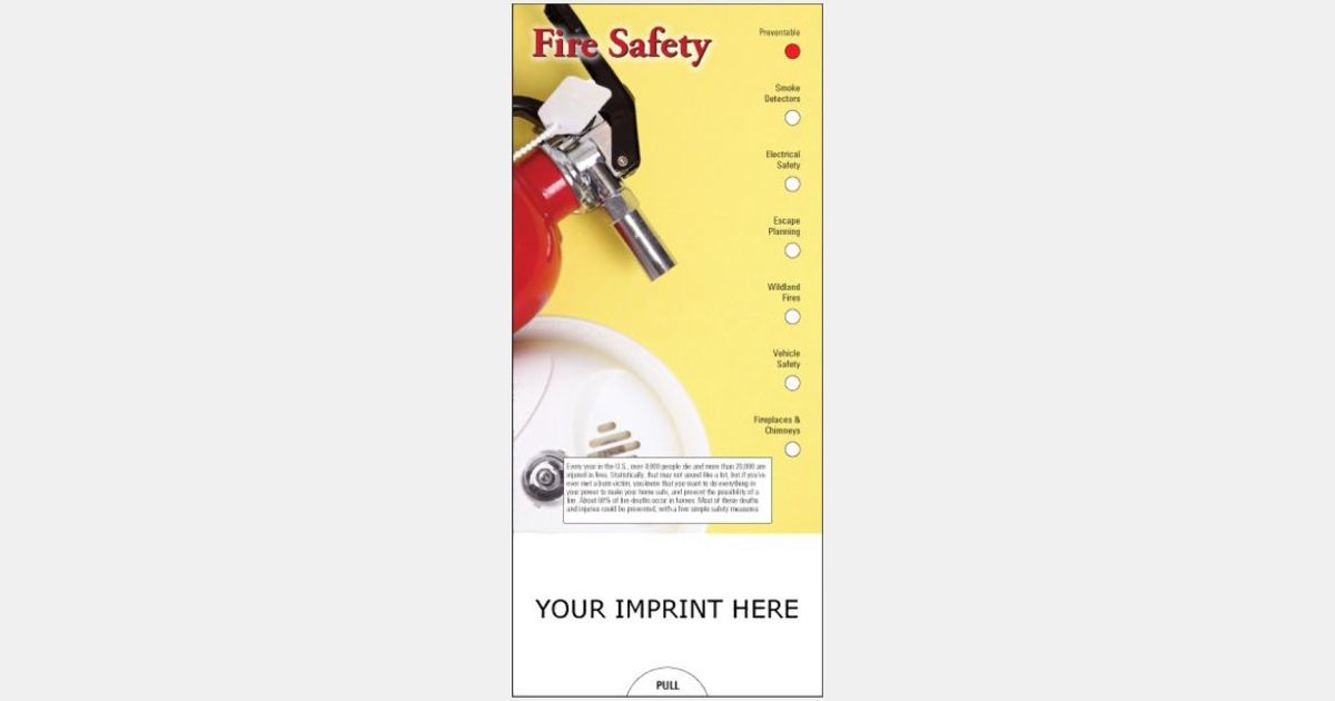Fire Safety Slide Chart USA Made with your logo | MiniThrowBalls.com