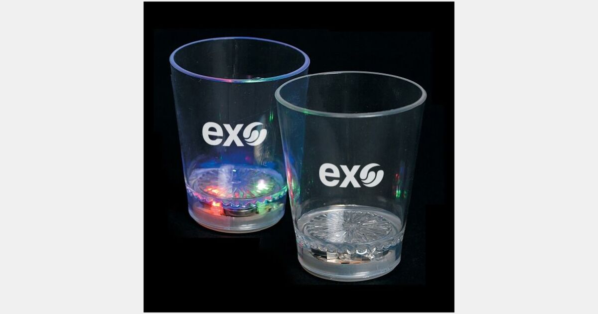 Flashing Shot Glass with your logo | MiniThrowBalls.com