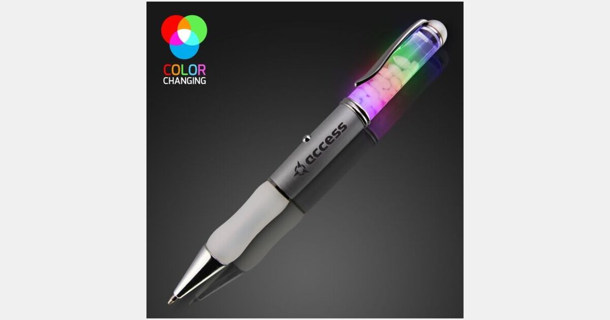Floating Pebbles Light Up Pen with your logo | MiniThrowBalls.com