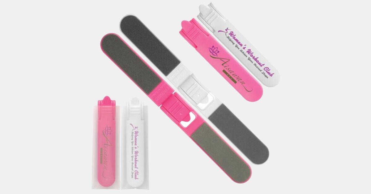 Folding Nail File with your logo | MiniThrowBalls.com