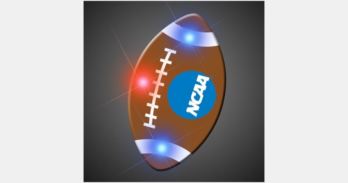 Football Pin LED Blinkies with your logo | MiniThrowBalls.com