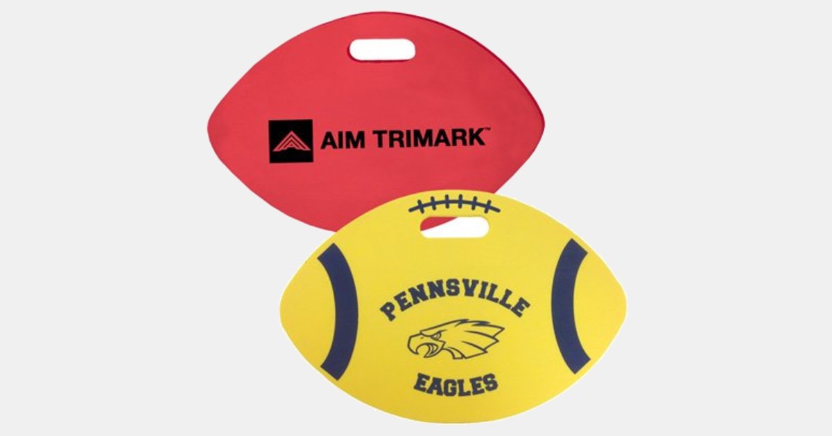 Football Weatherproof Seat Cushion with your logo | MiniThrowBalls.com