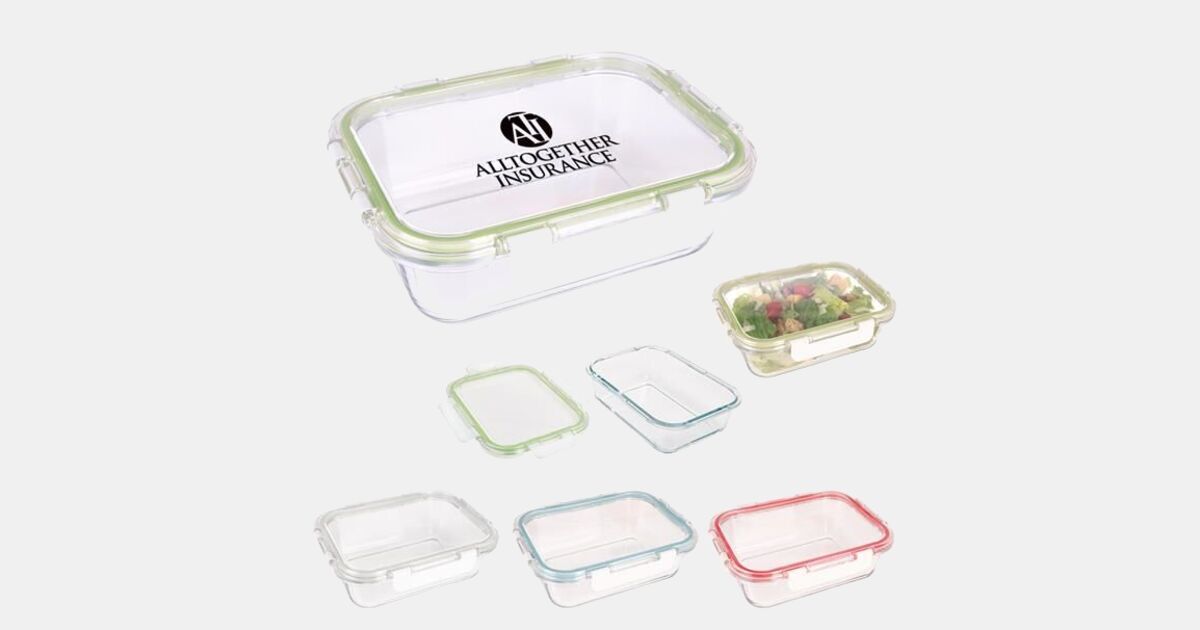 Fresh Prep Square Glass Food Container with your logo | MiniThrowBalls.com