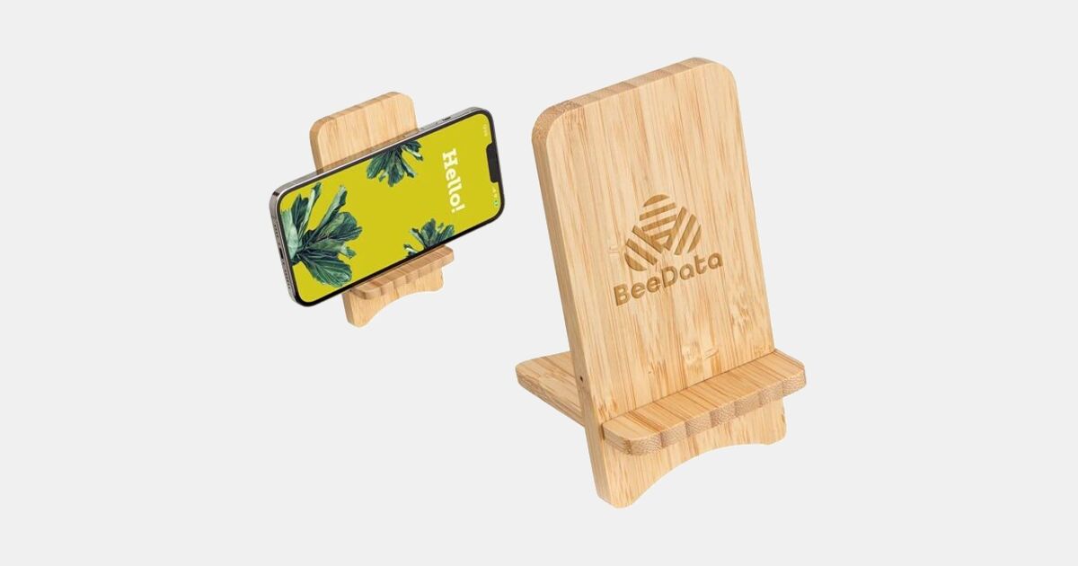 Custom Printed FSC Bamboo Wireless Charger Portable Phone Stand with ...