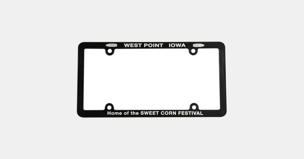Full View License Plate Frame USA Made with your logo | MiniThrowBalls.com