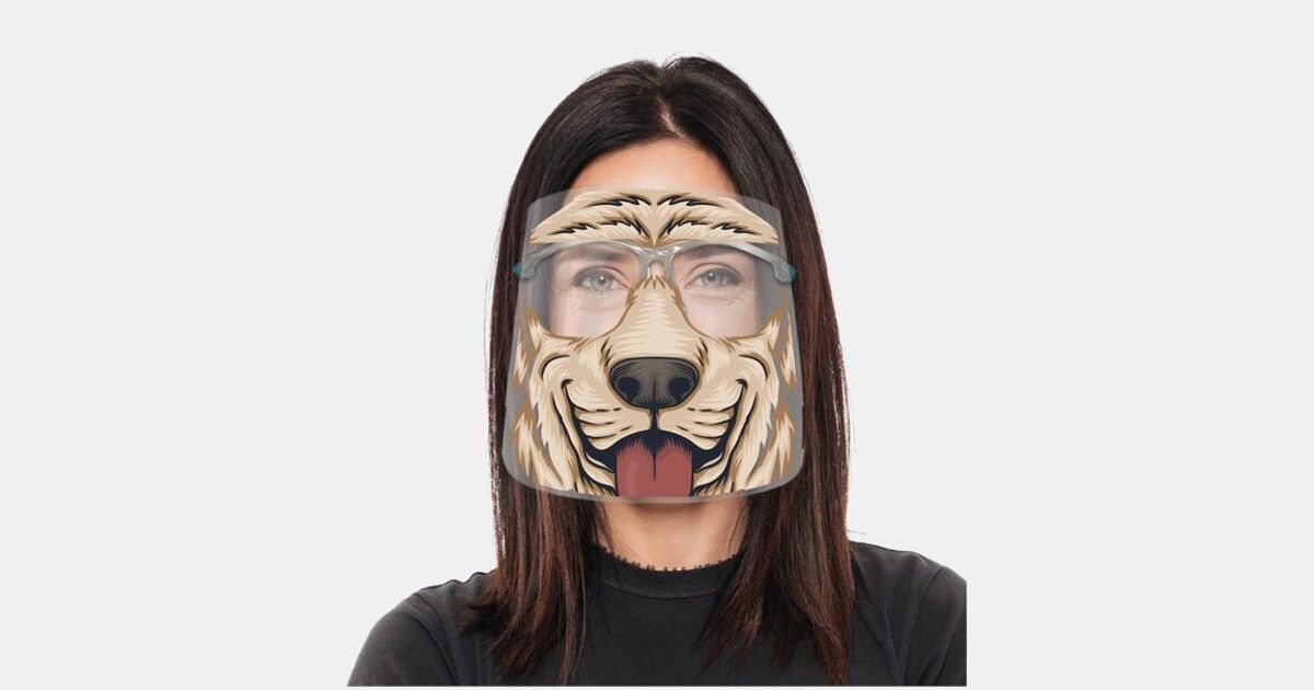 Fun Animal Face Shields USA Made with your logo | MiniThrowBalls.com